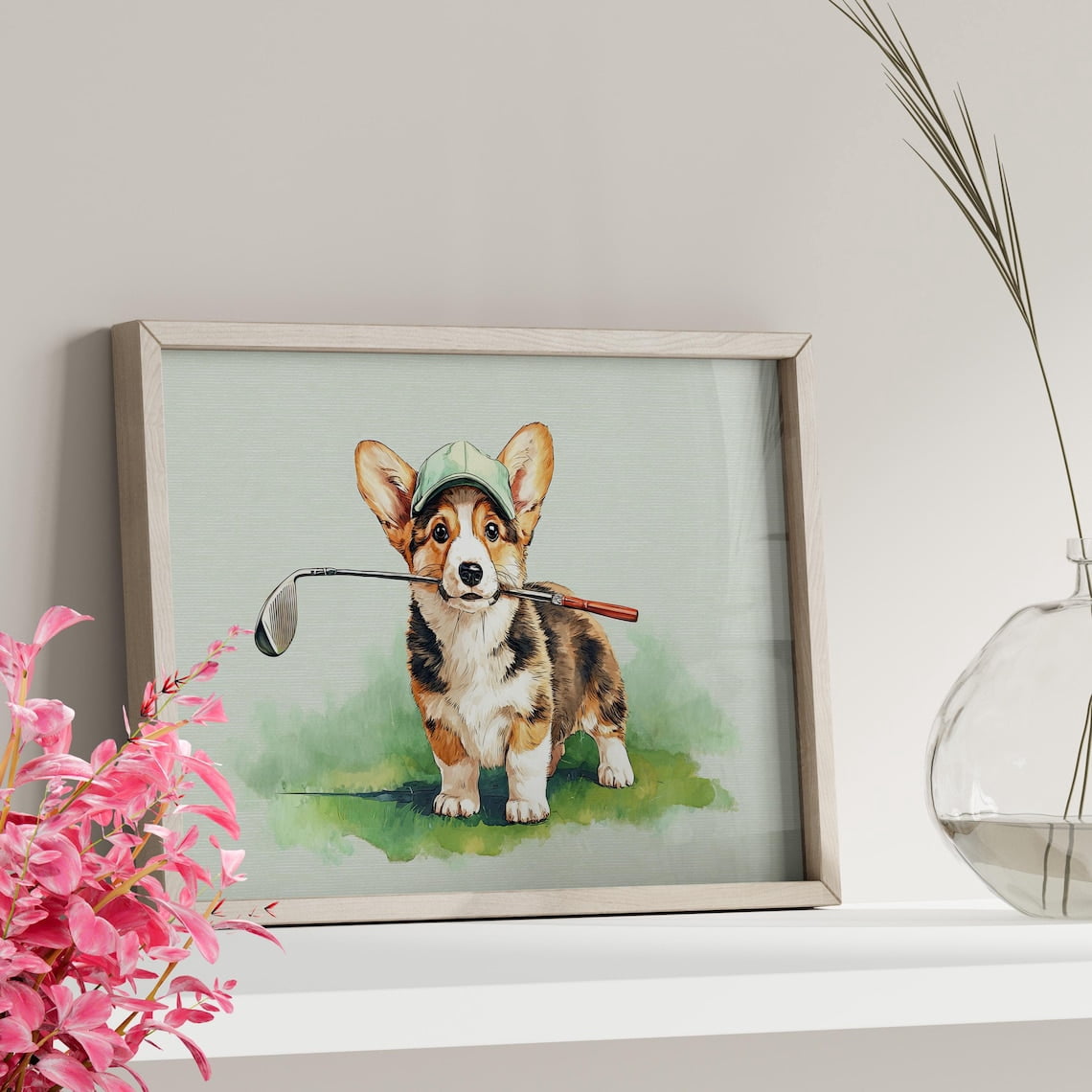 Adorable Corgi Golfer Cute Puppy Club Whimsical Pet Portrait Lover ...