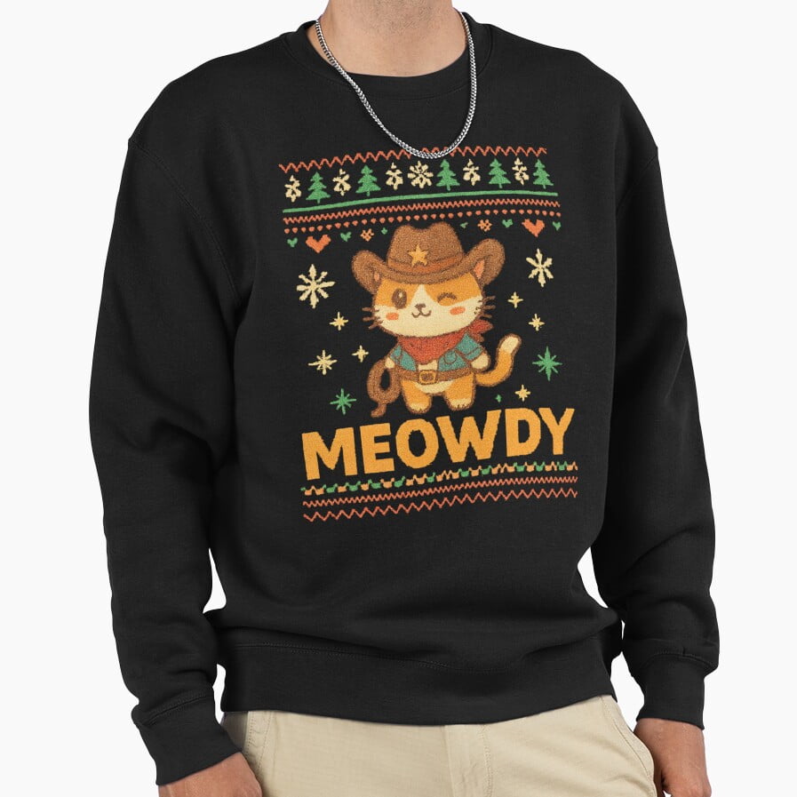Adorable Cowboy Cat Meowdy Western Graphic Unisex Sweatshirt Retro ...