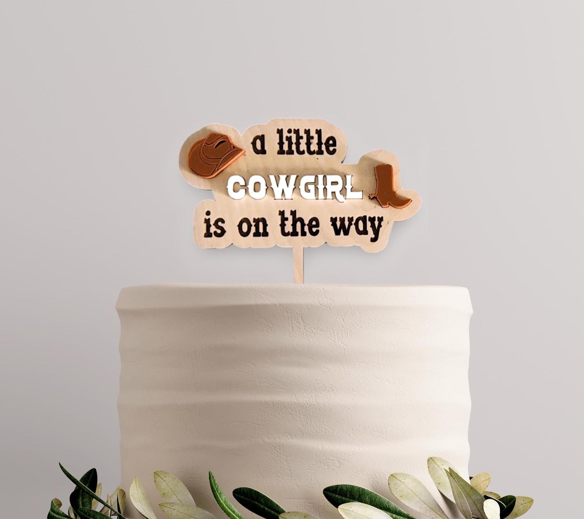 Adorable Cowboy and Cowgirl on the Way Cake Toppers - Baby Shower Decor ...