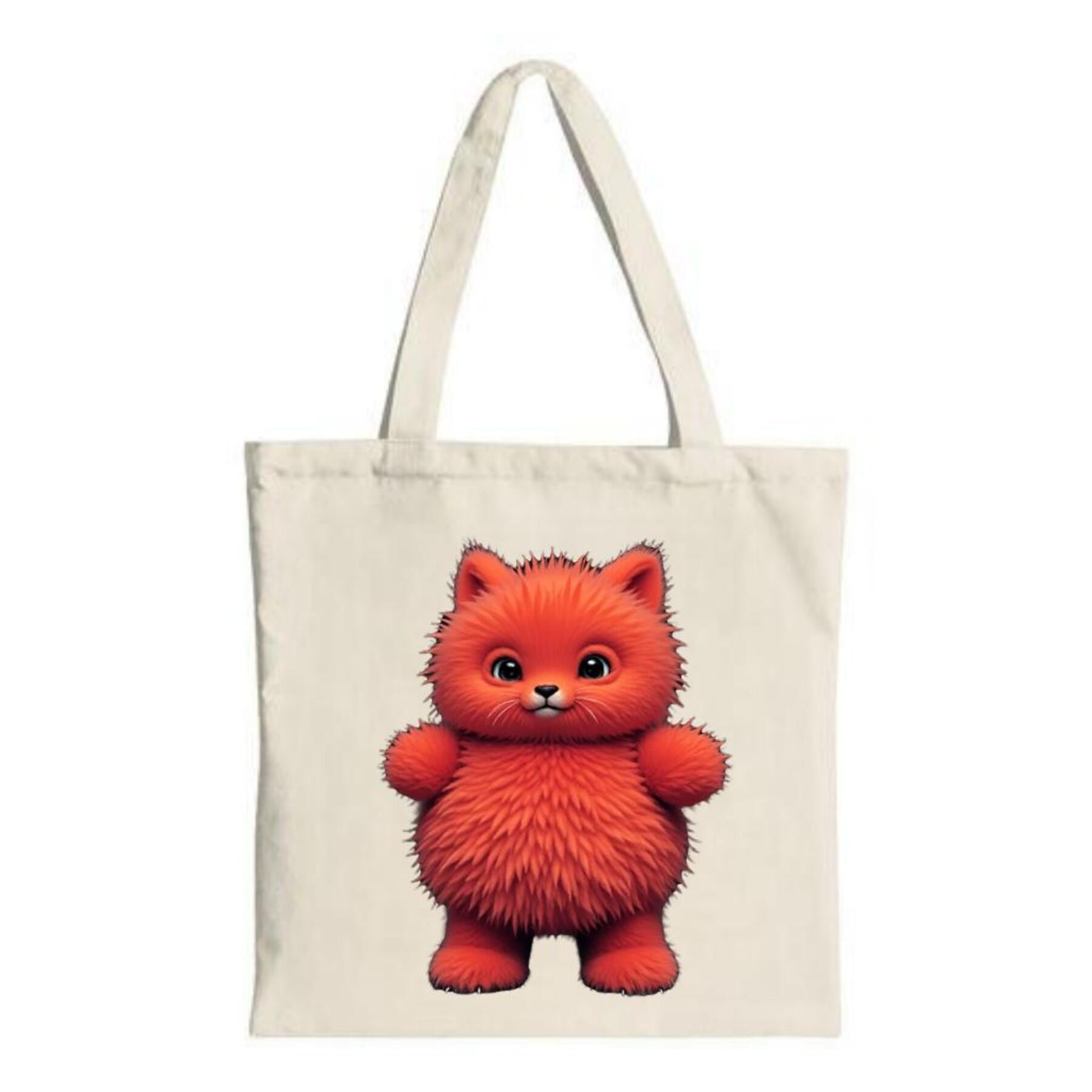 Adorable Cream Canvas Tote Bag with Red Design - Perfect Reusable ...