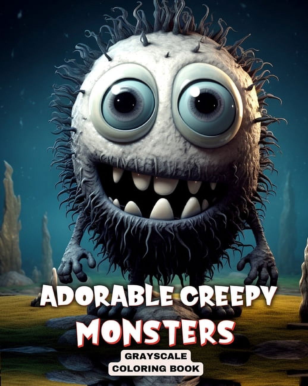 Adorable Creepy Monsters Grayscale Coloring Book: Zen Colouring Pages ...