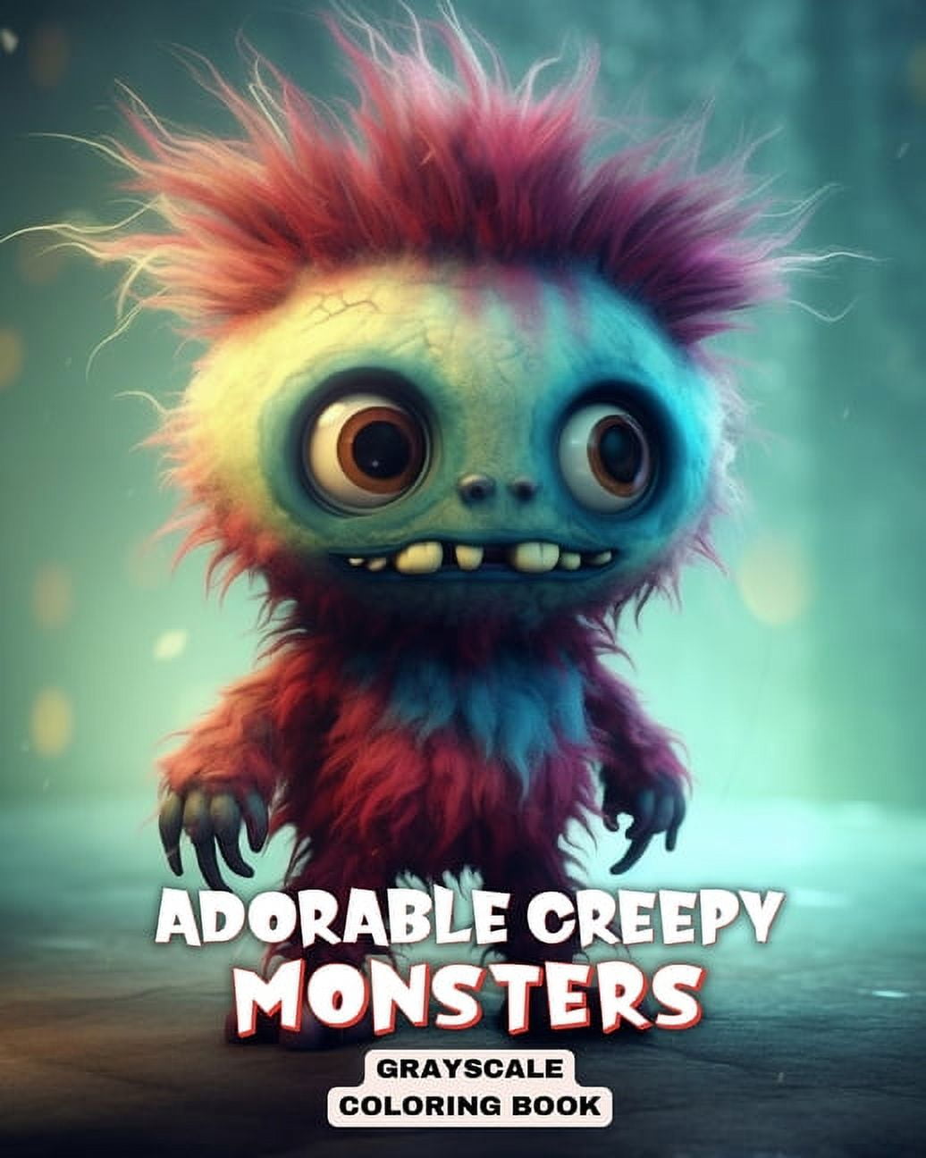 Adorable Creepy Monsters Greyscale Coloring Book: Zen Coloring Pages ...