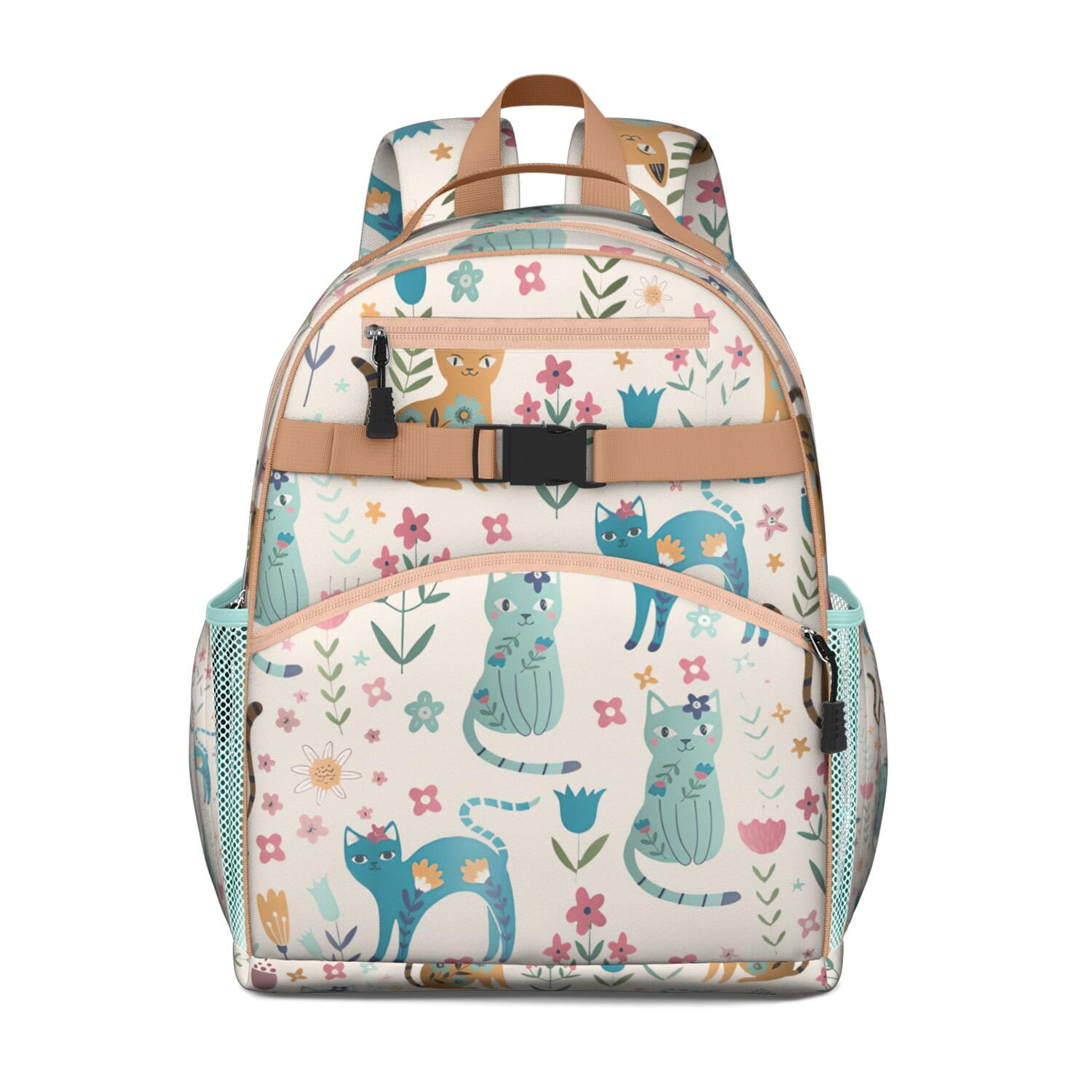 Adorable Cute Cat Backpack with Funny Cartoon Cat Pattern, Watercolor ...