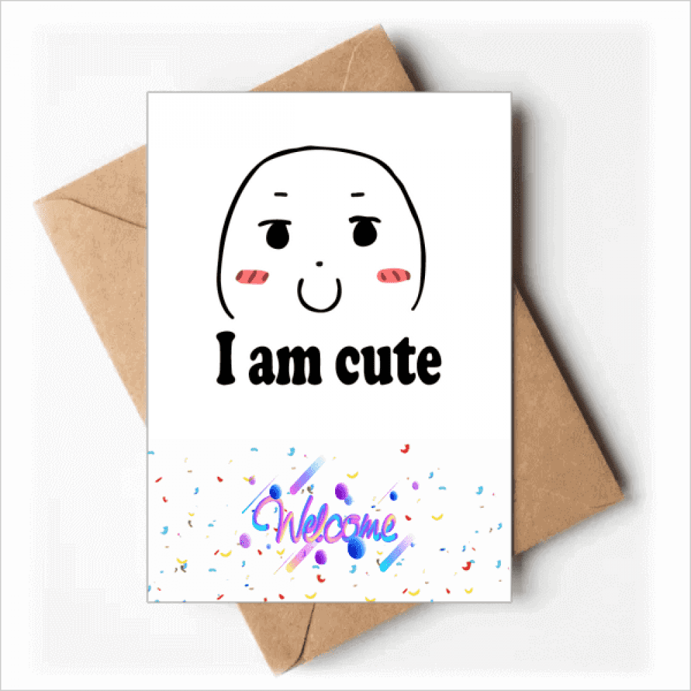 Adorable Cute Chat Face Cartoon Welcome Back Greeting Cards Envelopes ...