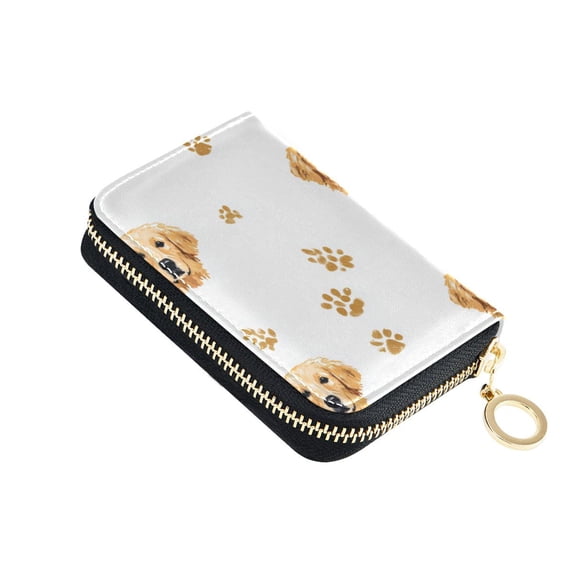Adorable Cute Dog Face with Paw Print Women's Credit Card Holder PU ...