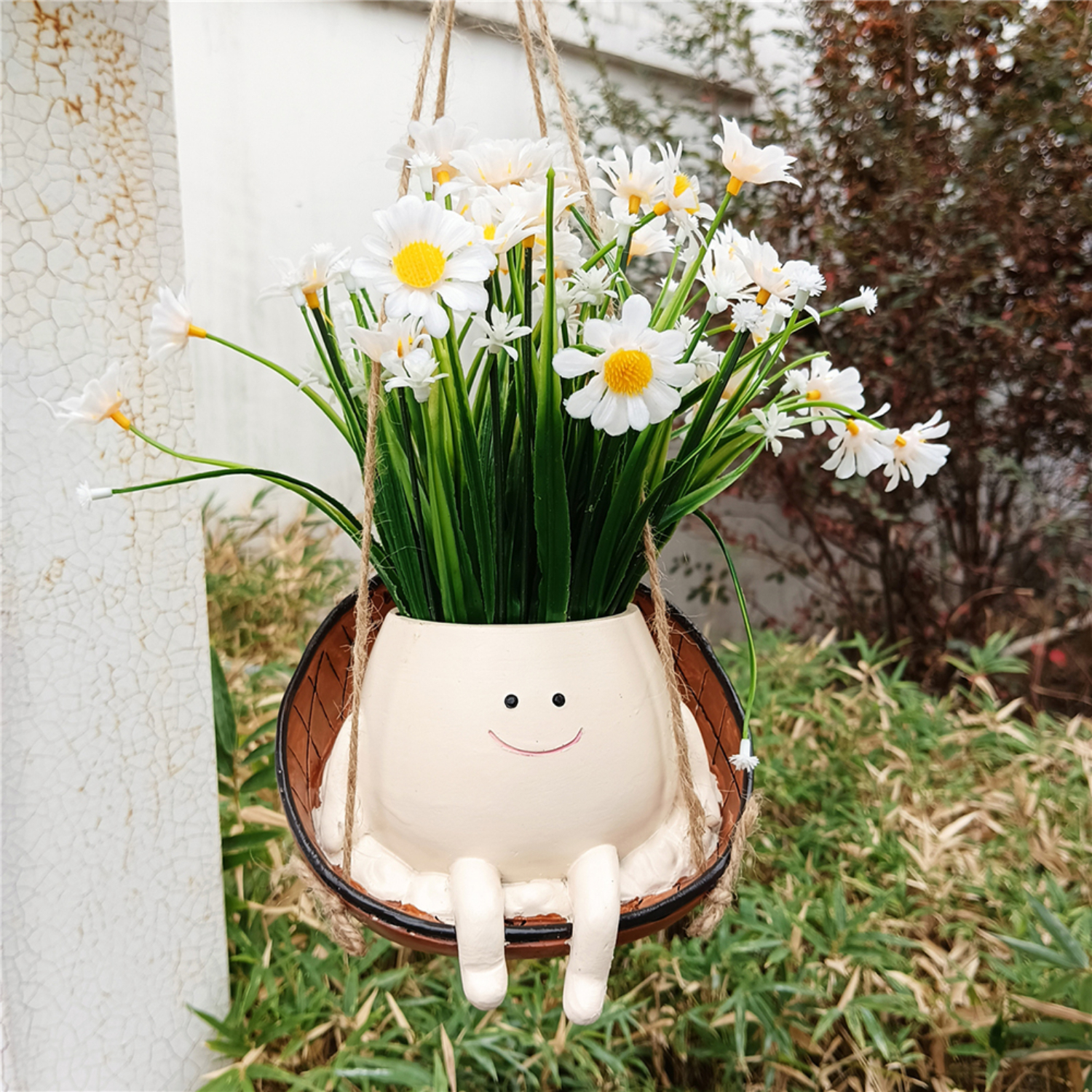 Adorable Cute Flower Pot with Smiling Face - Charming Resin Succulent ...