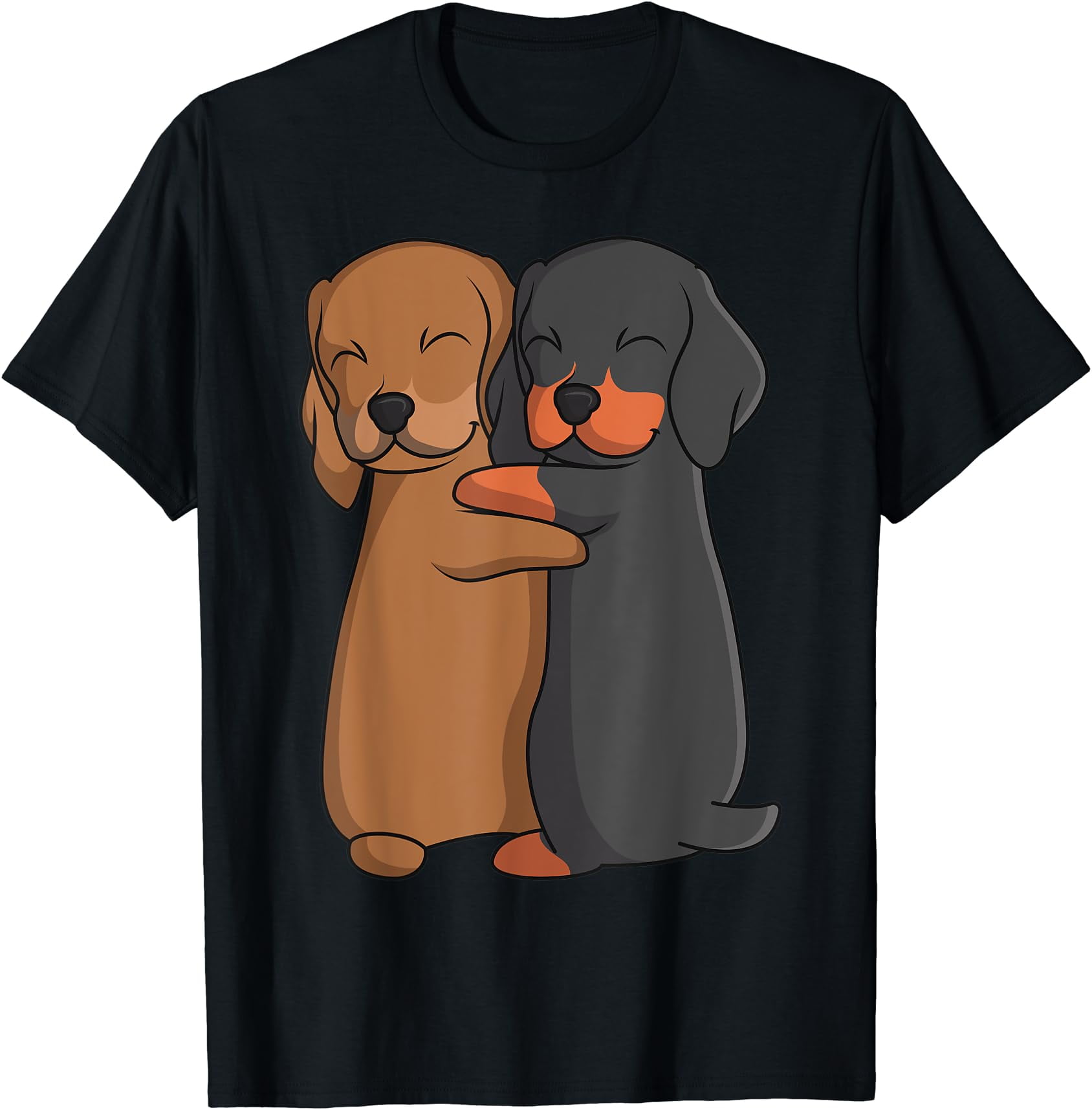 Adorable Dachshund Dog Lover Cartoon Hugging T-Shirt for Pet Owners ...