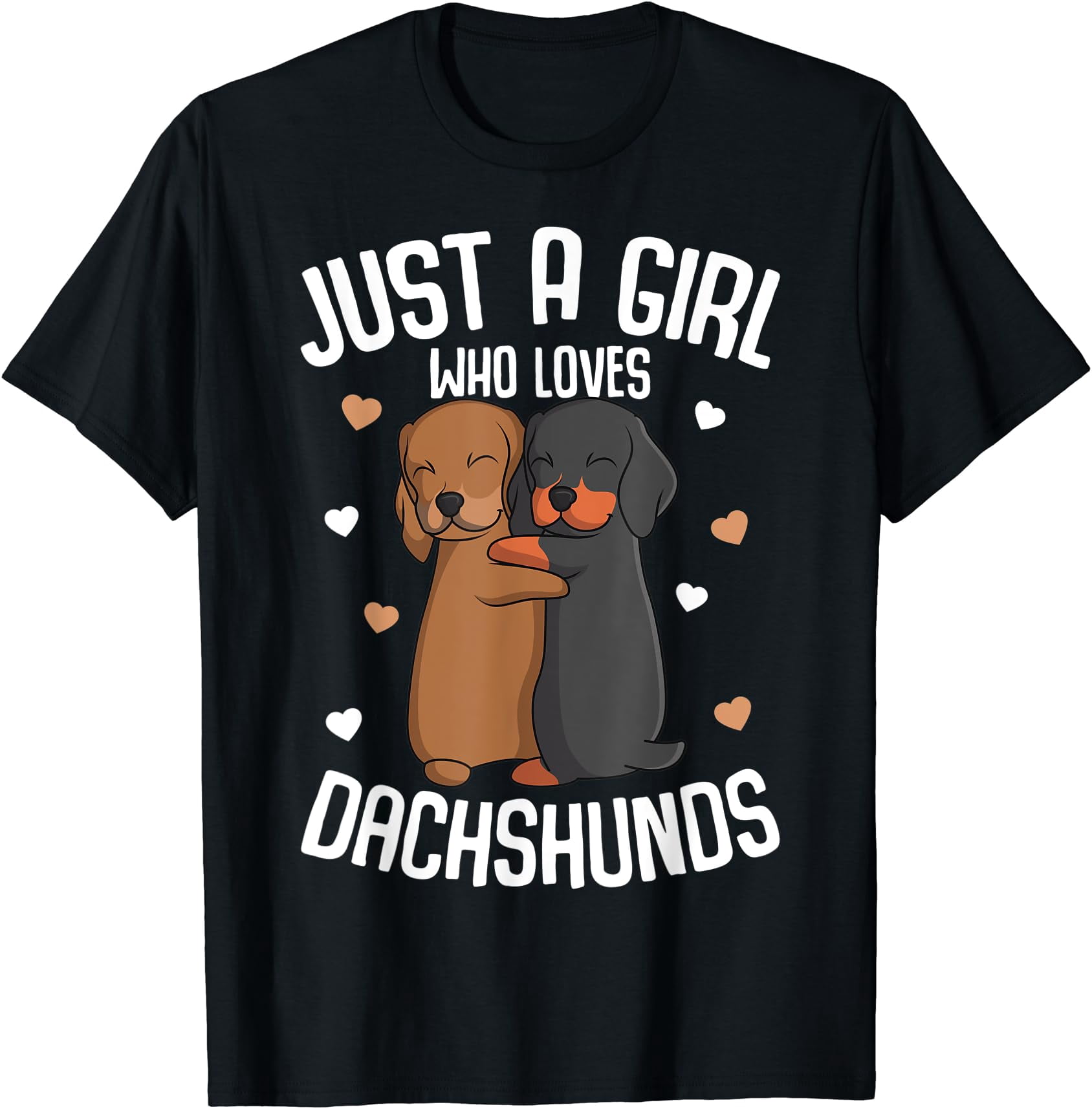 Adorable Dachshund Weiner Dog Hugging Hearts T-Shirt for Pet Lovers ...