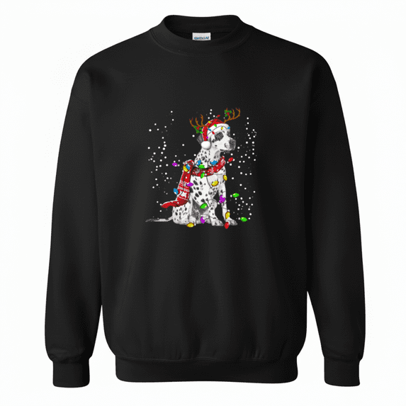 Adorable Dalmatian Dog Wearing Scarf Holiday Lights Art Sweatshirt, up ...
