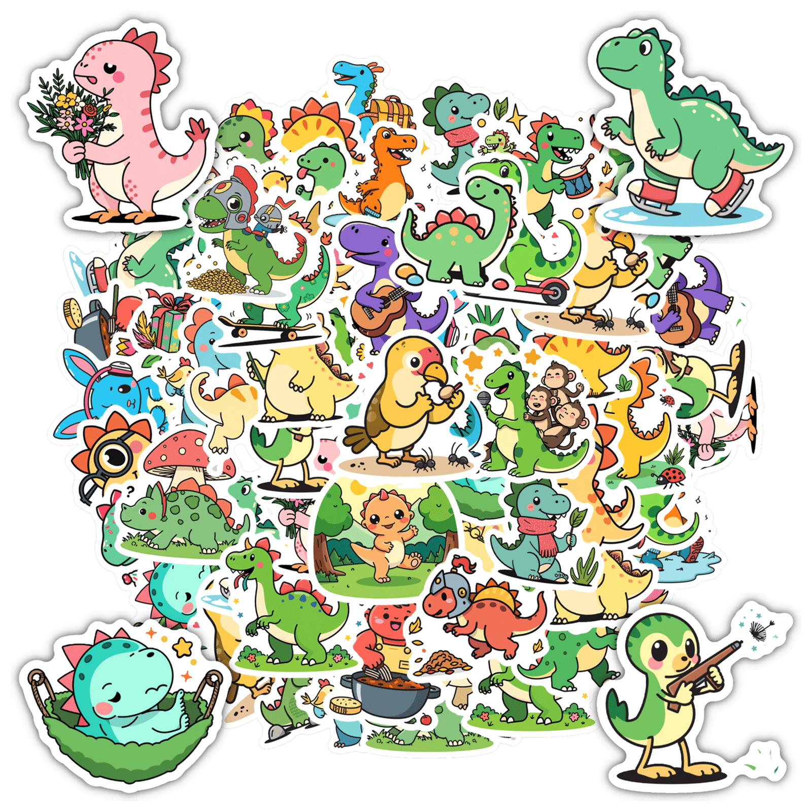 Adorable Dinosaur Stickers Animal Kids Stickers PVC Sticker for Laptops ...
