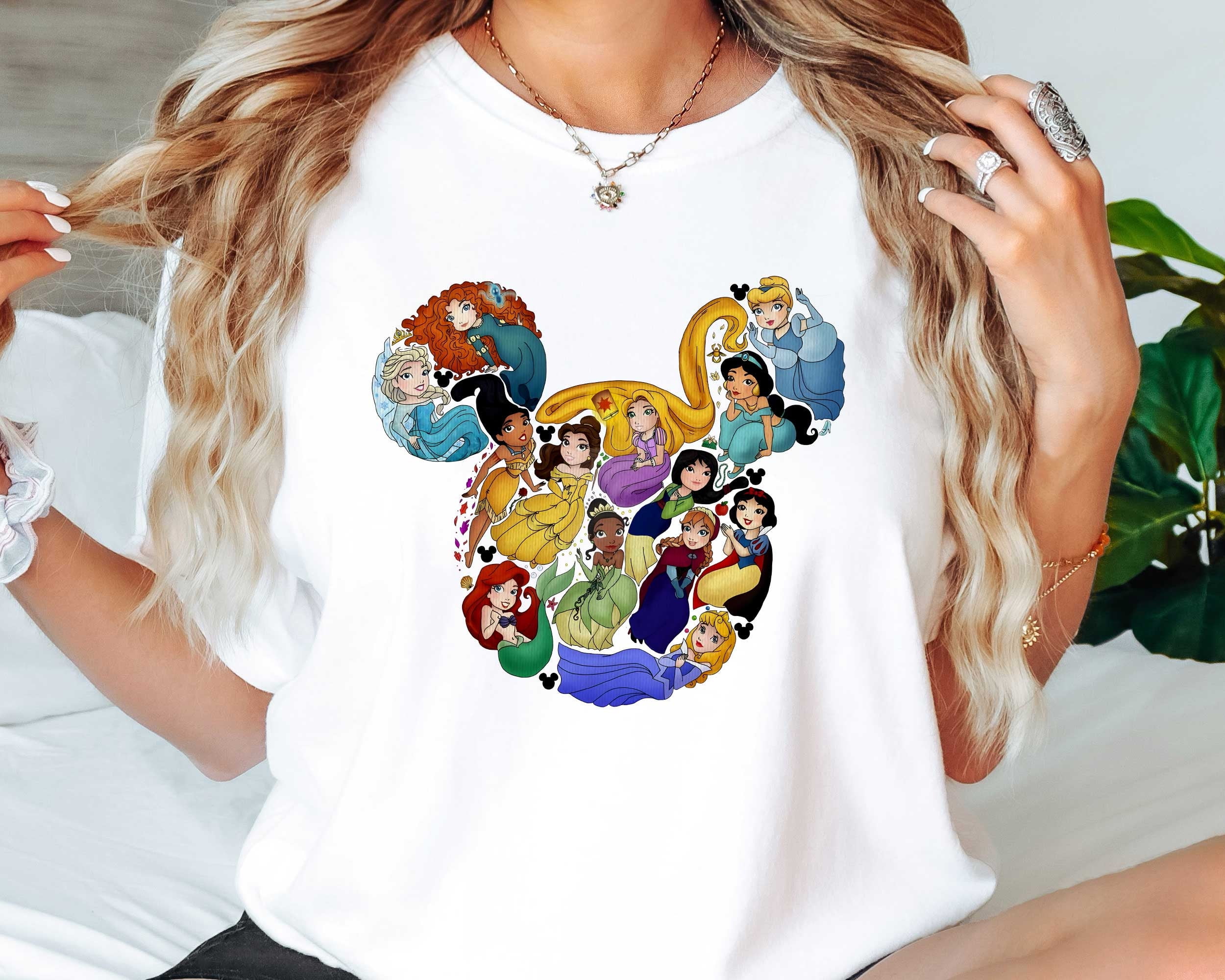 Adorable Disney Princess Shirt, Charming White Tee, Enchanting Disney Princesses, Magic Kingdom ...