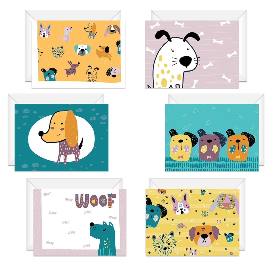 Adorable Dog Lover Note Cards / 4 7/8" x 3 1/2" Illustrated Puppy Cards ...