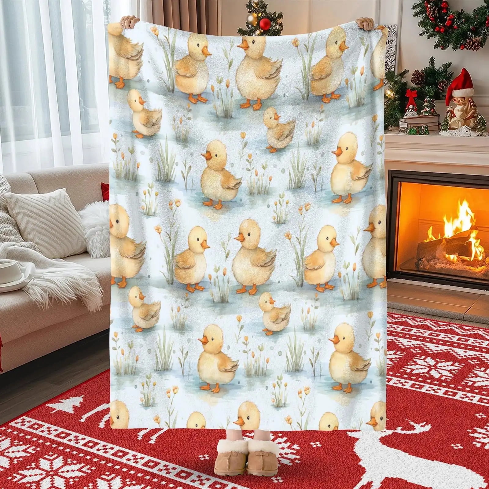 Adorable Duckling Design Soft Fleece Printed Blanket for Spring Baby ...