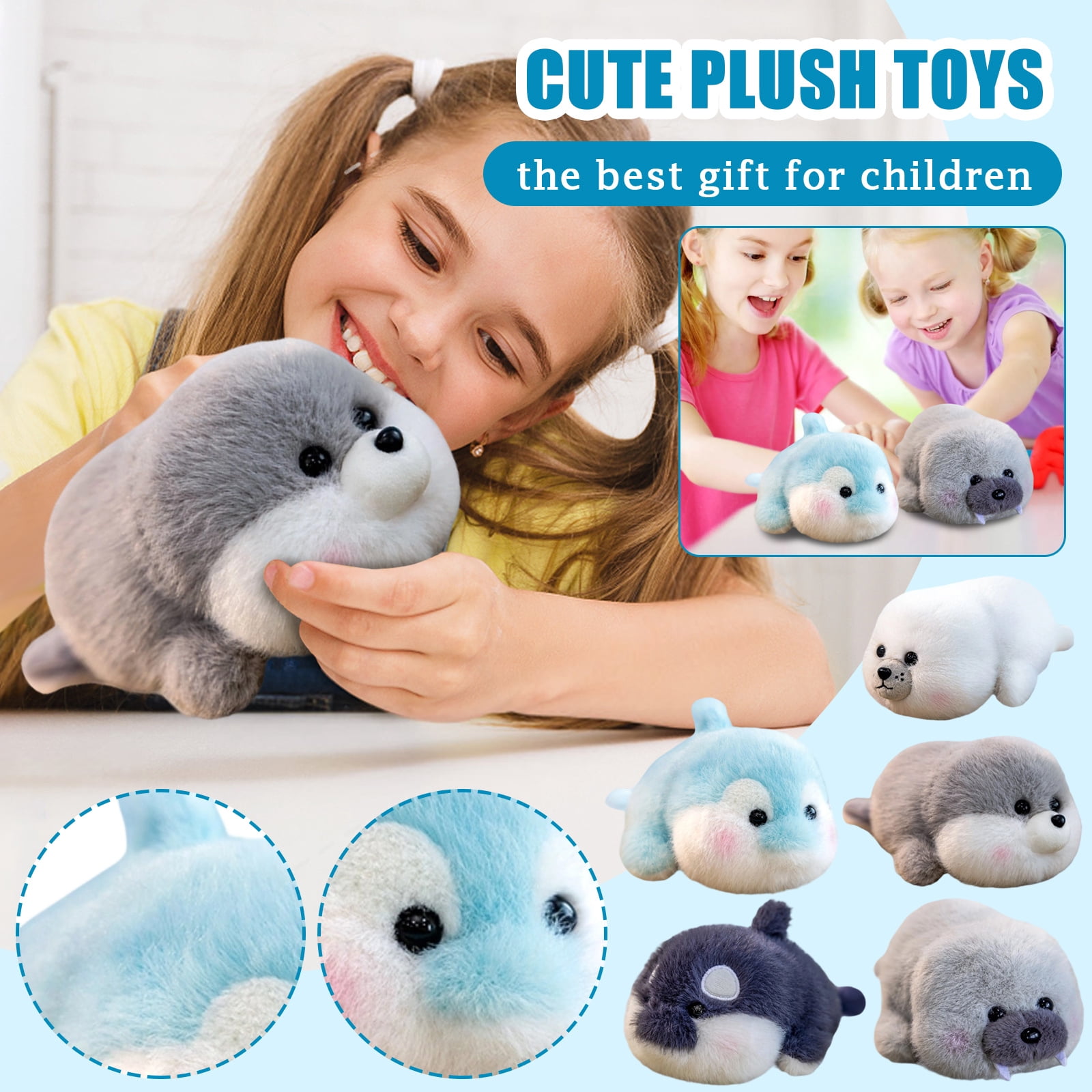 Adorable Dudu Face Plush Toy Soft Ocean Animal Stuffed Seal Dolphin ...