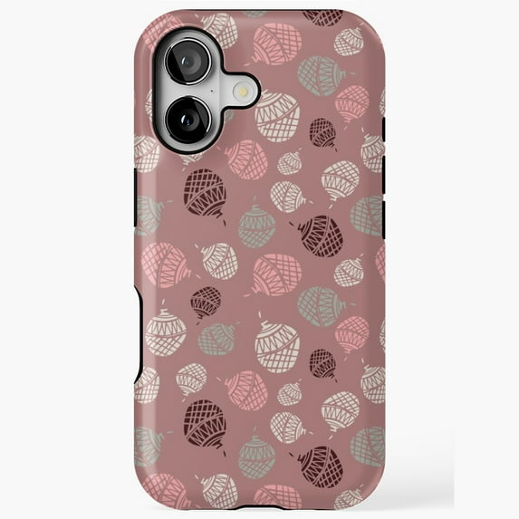 Adorable Dusky Pink Christmas Baubles Pattern Case for iPhone 17 16 15 ...