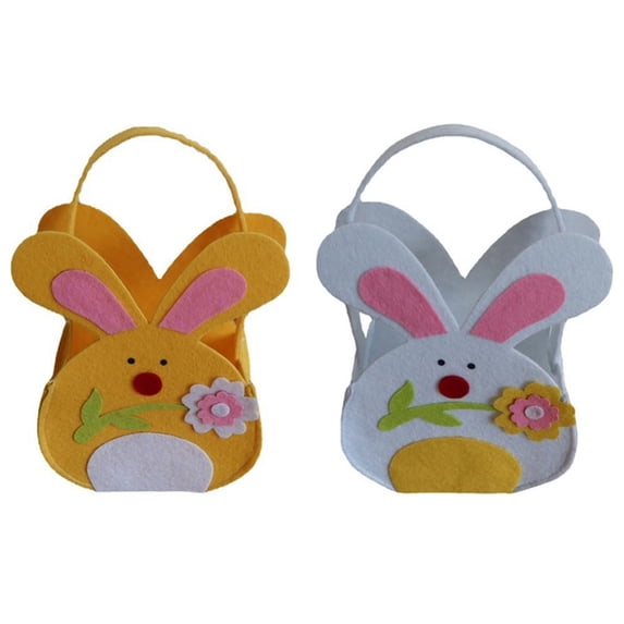 Adorable Easter Bunny Felt Baskets Perfect for Egg Hunts, Candy Storage ...