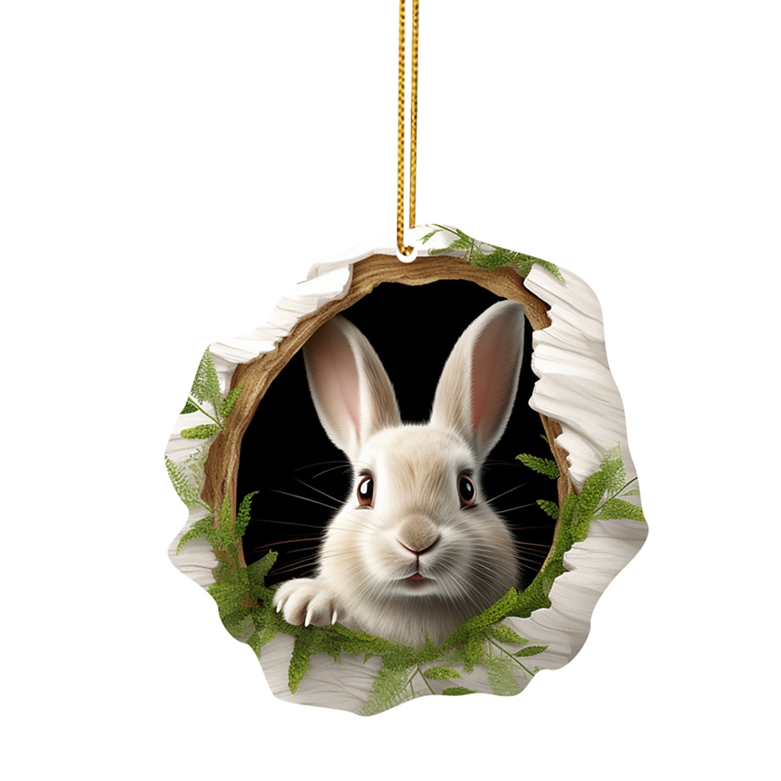 Adorable Easter Bunny Tree Hole Acrylic Pendant Whimsical Decoration To ...