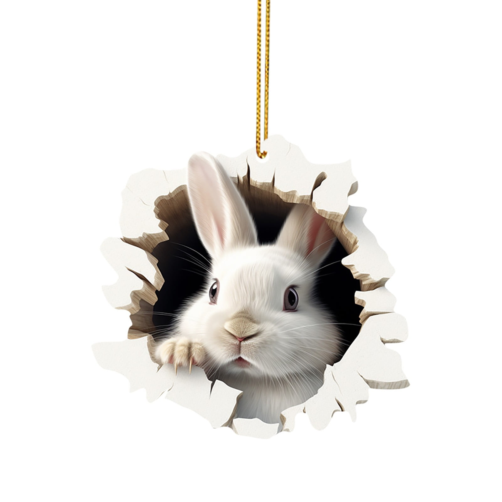Adorable Easter Bunny Tree Hole Acrylic Pendant, Whimsical Hanging ...
