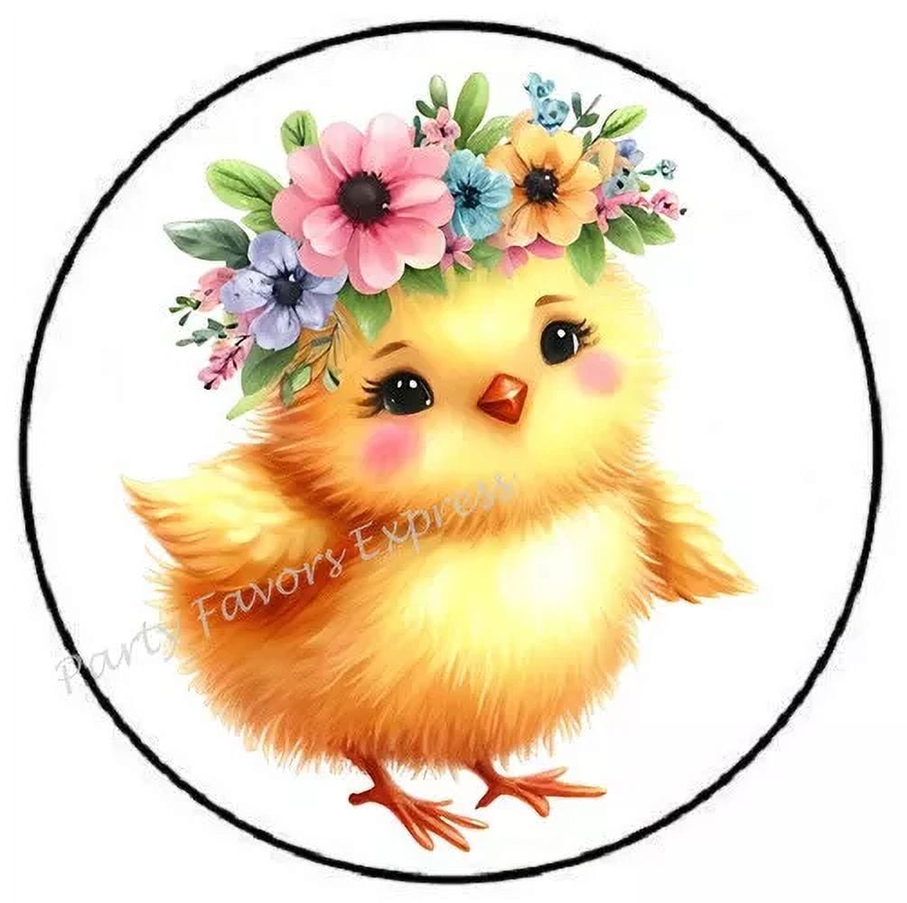 Adorable Easter Chick Floral Crown Stickers Party Favors Phone Decal ...