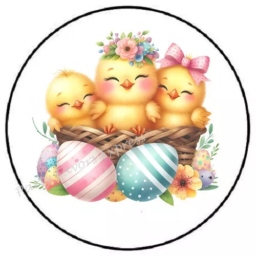 Adorable Easter Chicks In Basket Sticker Party Favors Sticker Envelope Seals Labels Stickers ...