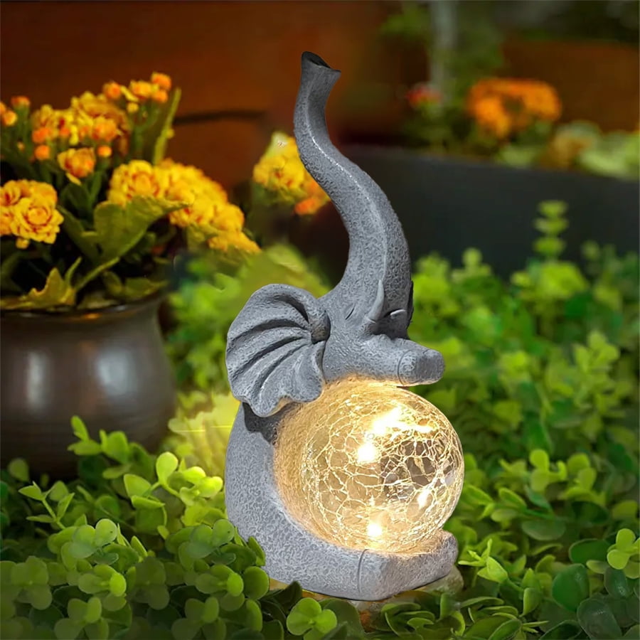 Adorable Elephant Figurine Garden Statues, Outdoor Statue Elephant with ...