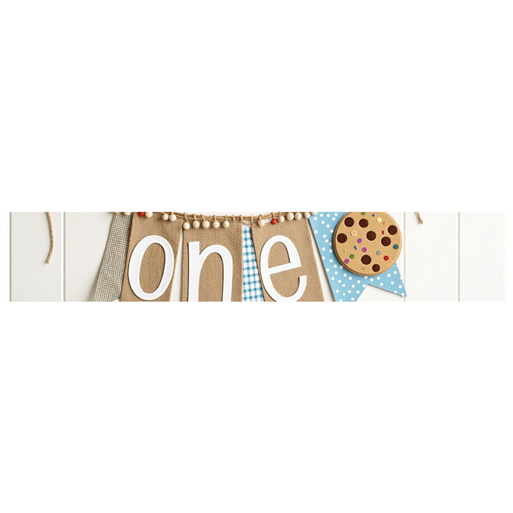 Adorable Fabric Banner with Polka Dot Gingham Patterns and Cookie One ...