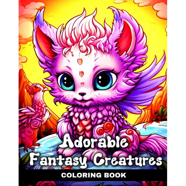 Adorable Fantasy Creatures Coloring Book: Cute Kawaii Coloring Pages ...