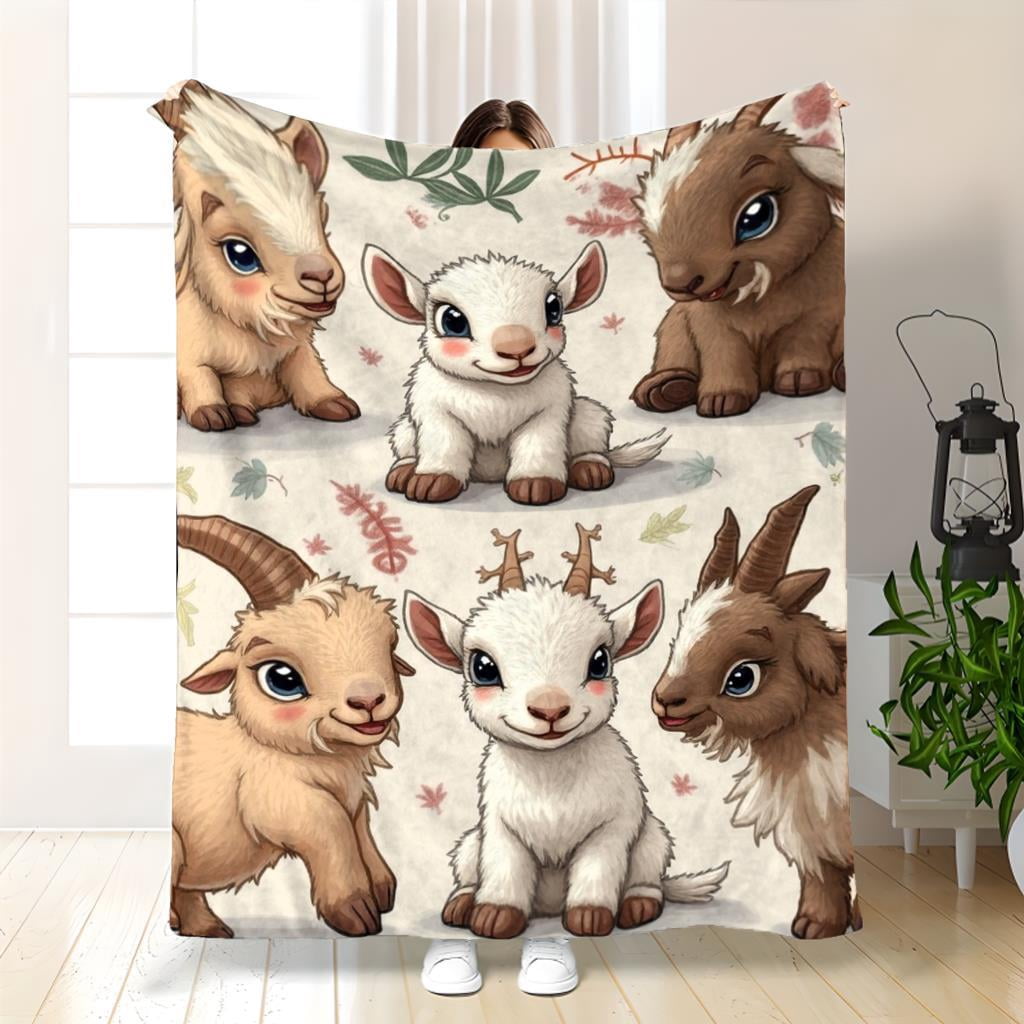 Adorable Farm Animal Blanket - Soft Flannel with Charming Baby Goats ...