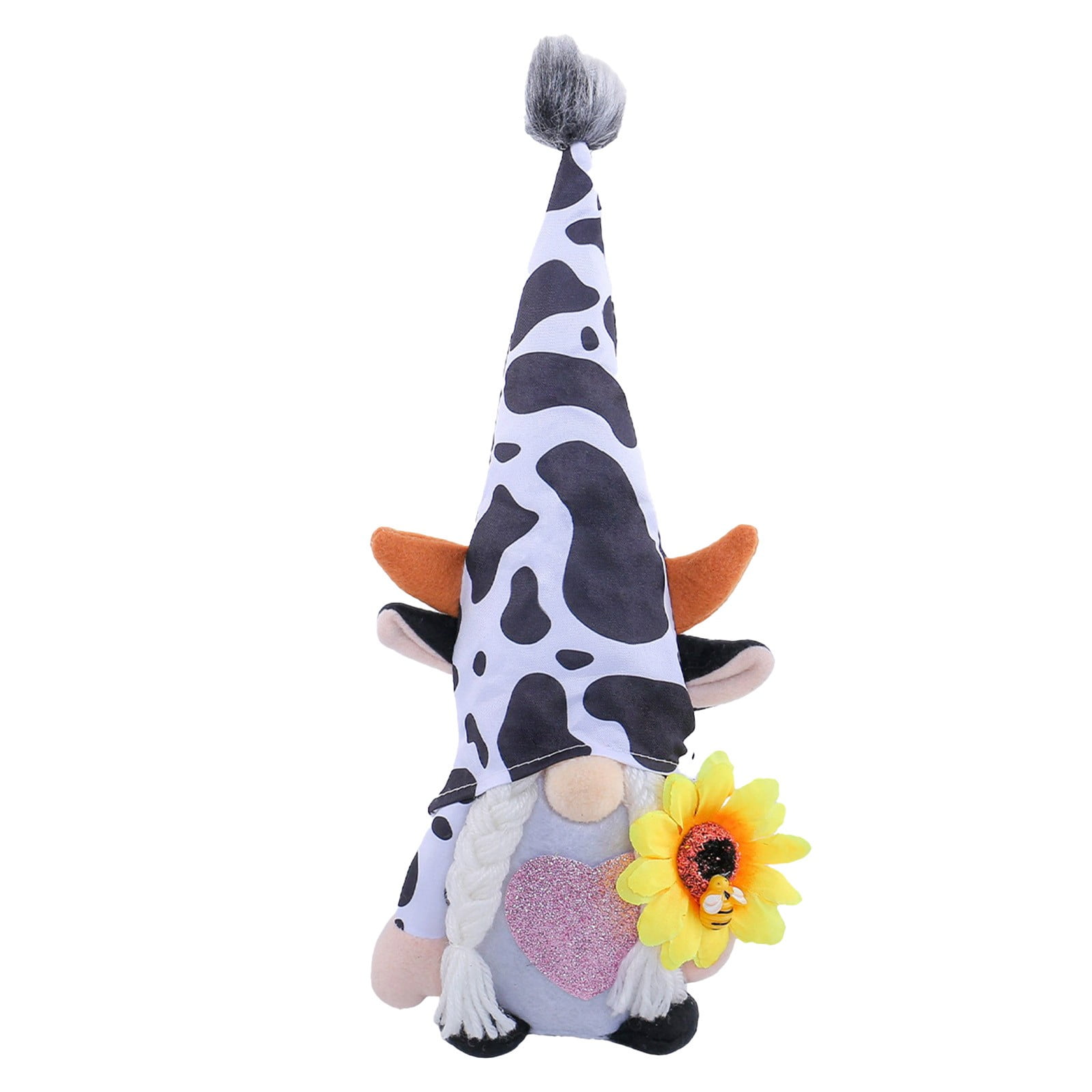 Adorable Farmhouse Gnome with Sunflower Hat, Cow Print Design, Perfect ...