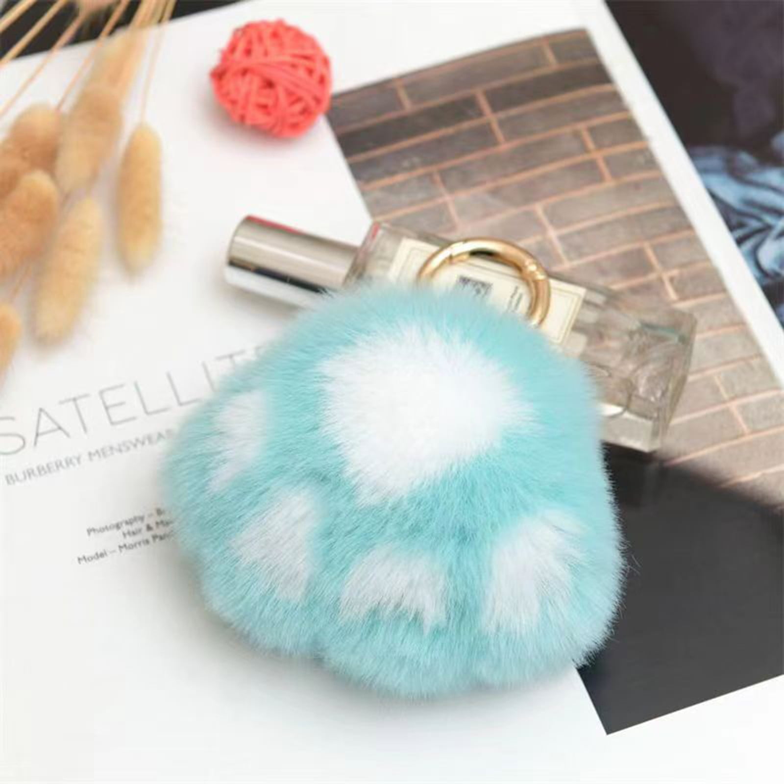 Adorable Faux Fur Paw Keychain Soft Plush Animal Paw Key Ring for Bags ...
