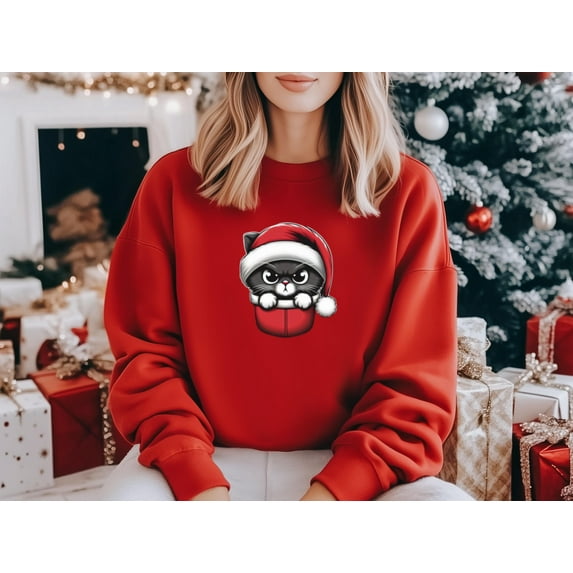 Adorable Feline In Glasses Funny Cat Lover Graphic Gift Sweatshirt, up ...