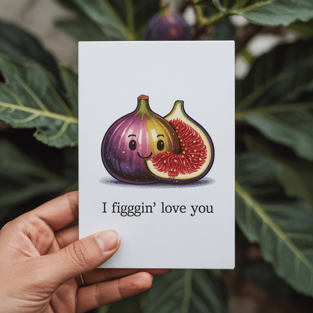 Adorable Fig-Themed Greeting Card - "I Figggin' Love You" - Perfect for ...