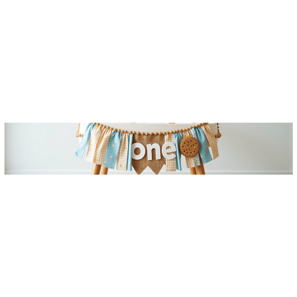 Adorable First Birthday Banner with Polka Dot Gingham Patterns and ...