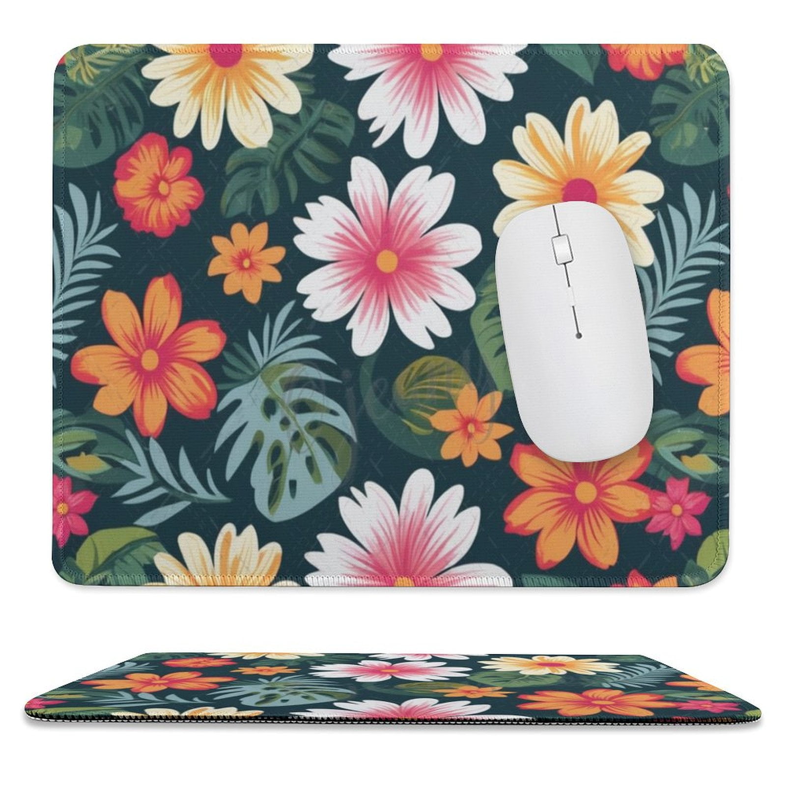 Adorable Flower Mouse Pad, Washable Cloth Mousepad Non-Slip Rubber Base ...