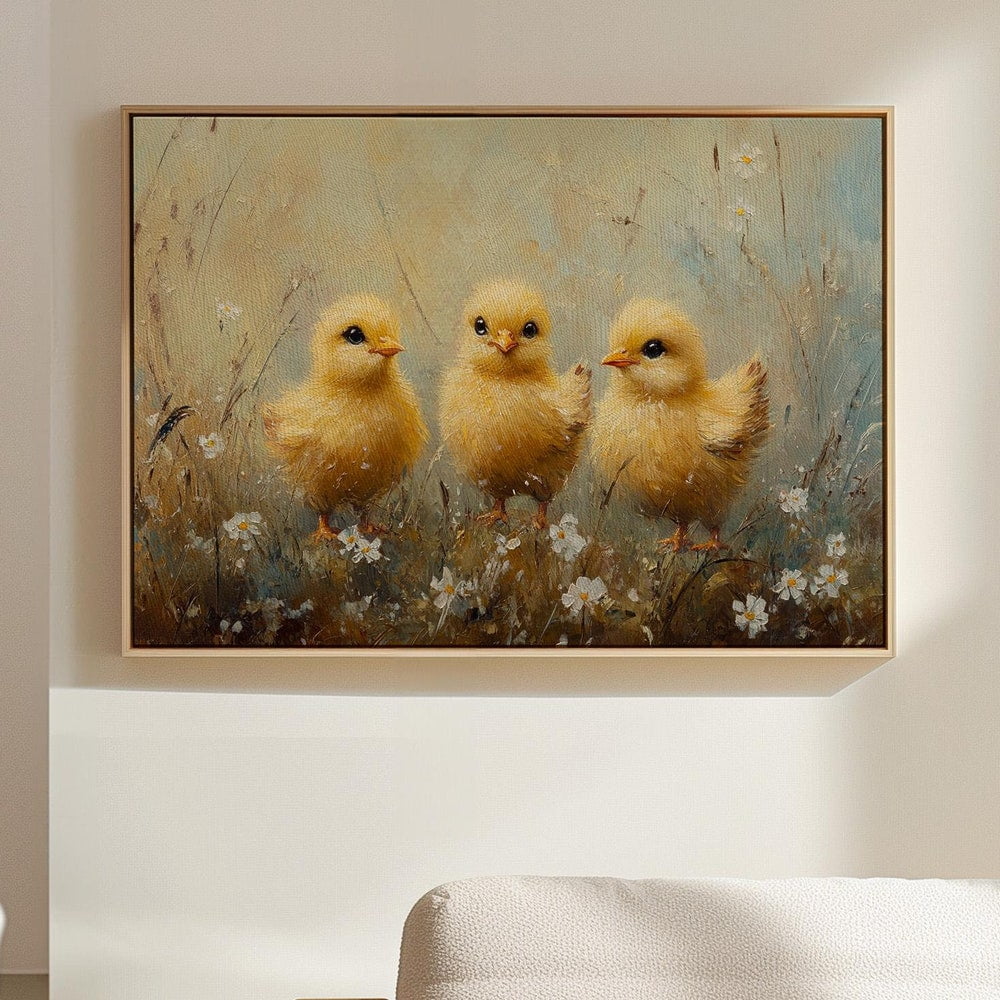 Adorable Fluffy Chicks Poster Wall Art - Rustic Spring Farmhouse Decor ...
