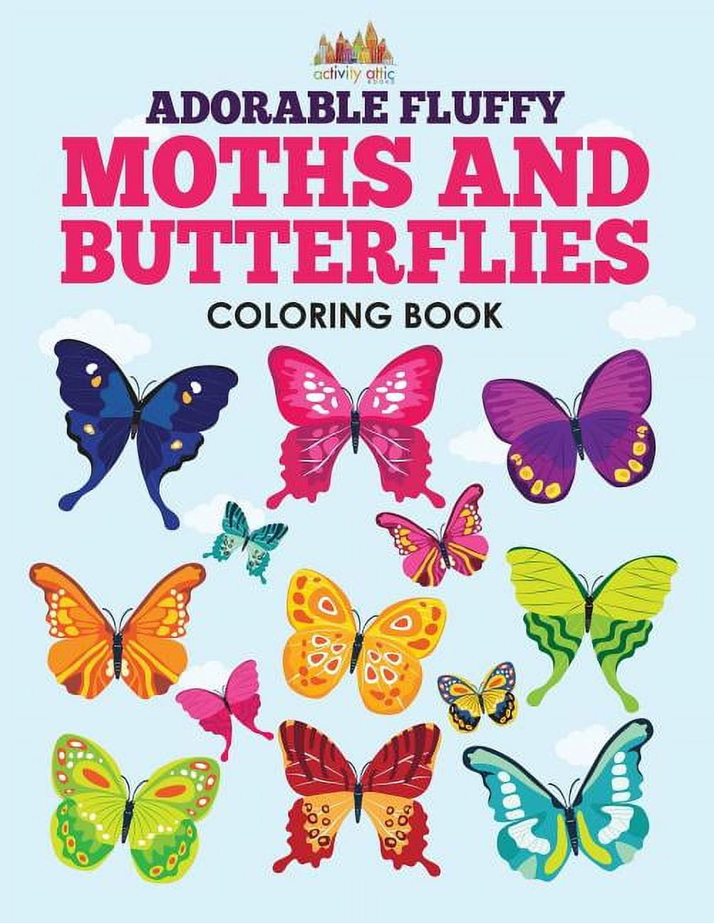 Adorable Fluffy Moths and Butterflies Coloring Book, (Paperback ...