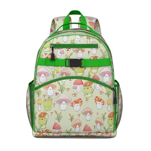 Adorable Forest Frog Backpack Featuring Green Frog Cartoon, Plant and ...