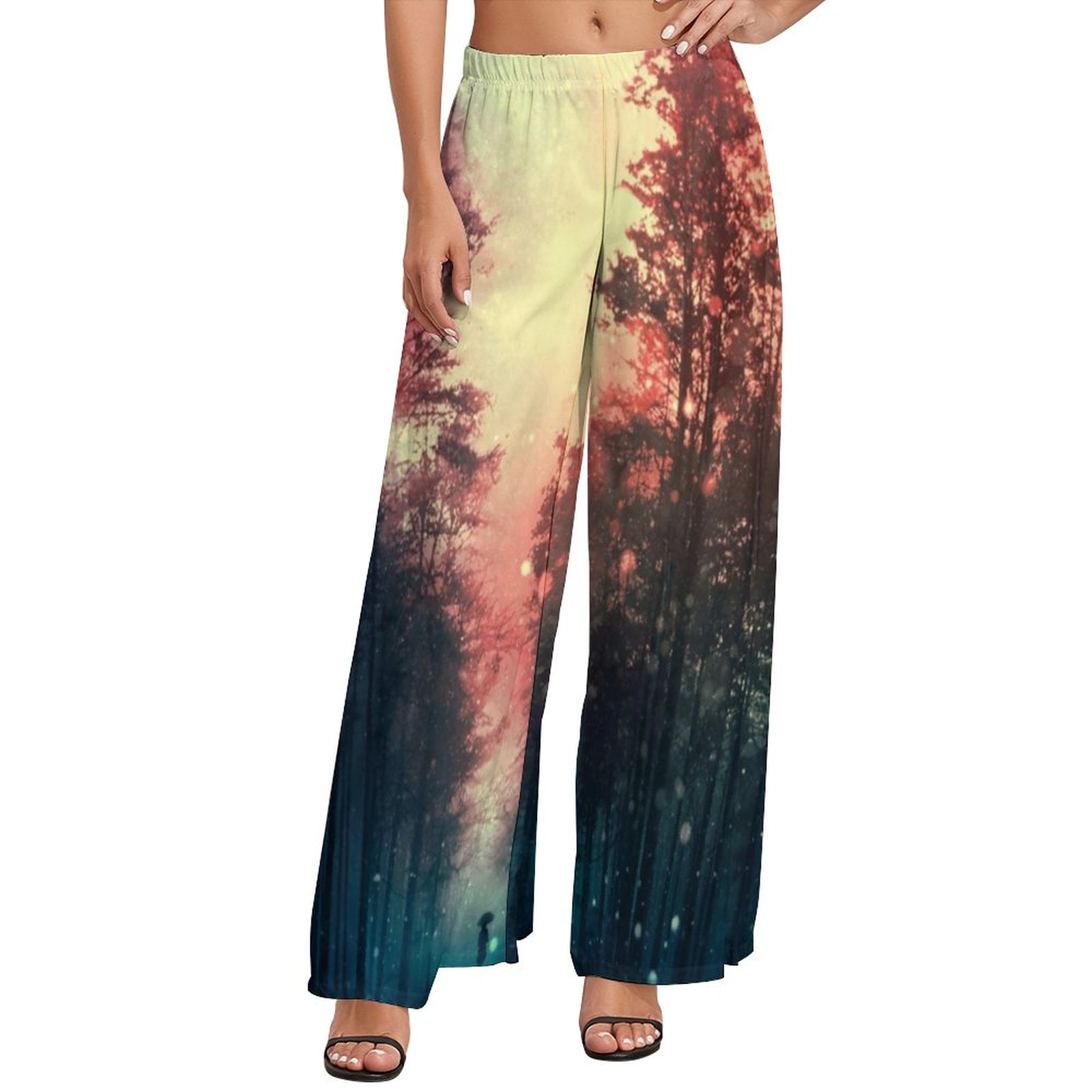 Adorable Forest Straight Pants Cartoon Animal Print Classic Wide Pants ...