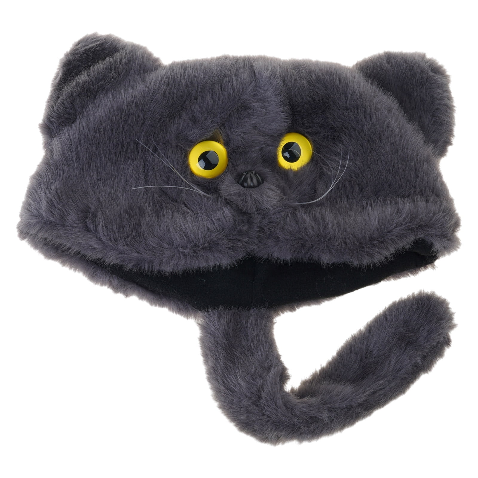 Adorable Furry Cats Ear Caps With Tails Decors Soft Fleece Winter Hat ...