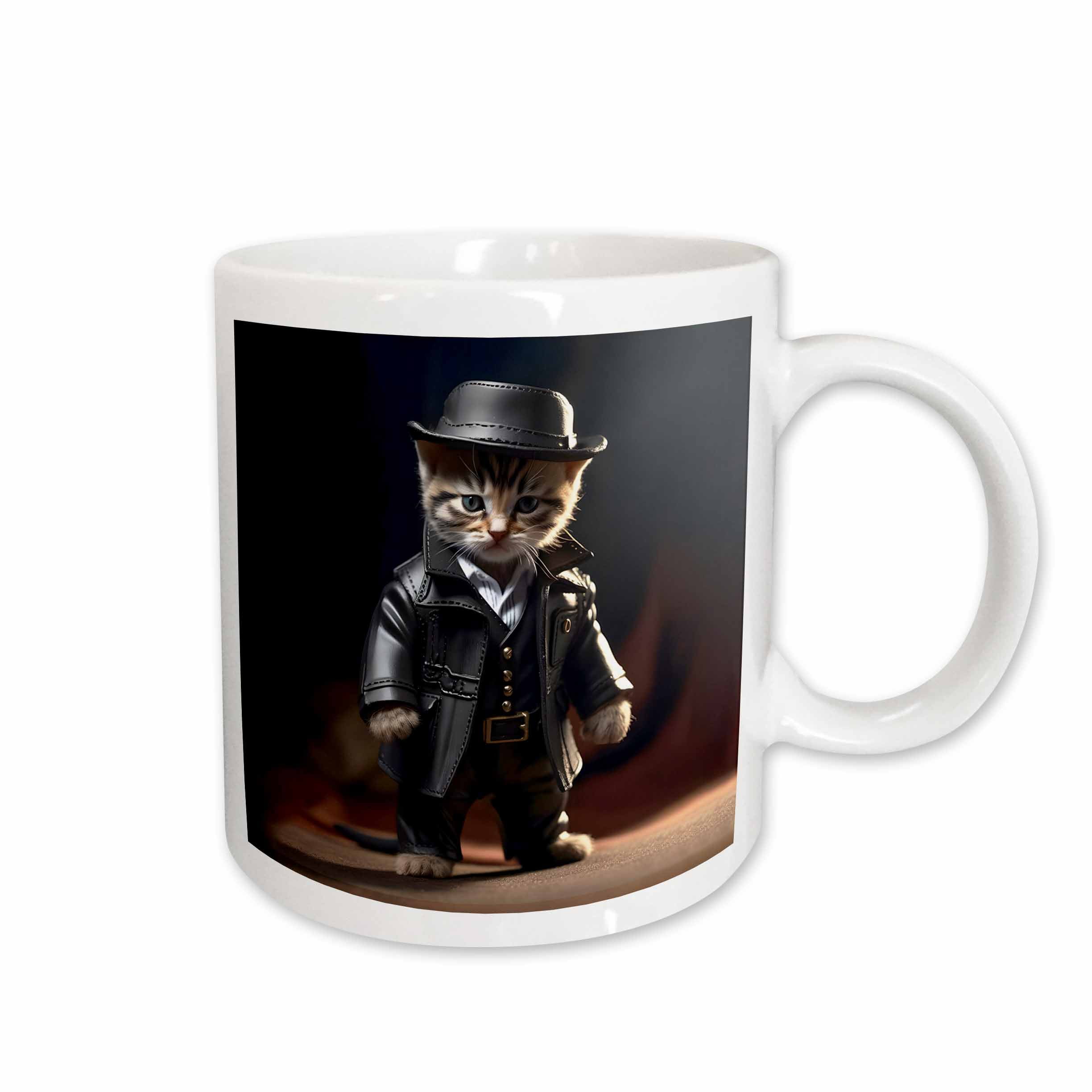3drose, Adorable Gangster Kitten Dressed as a Mob Boss, 15oz Mug ...