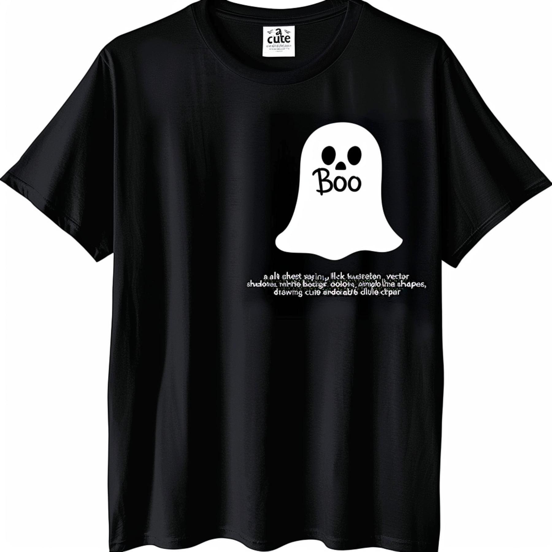 Adorable Ghost BOO Black TShirt Cute Cartoon Character Vector ...