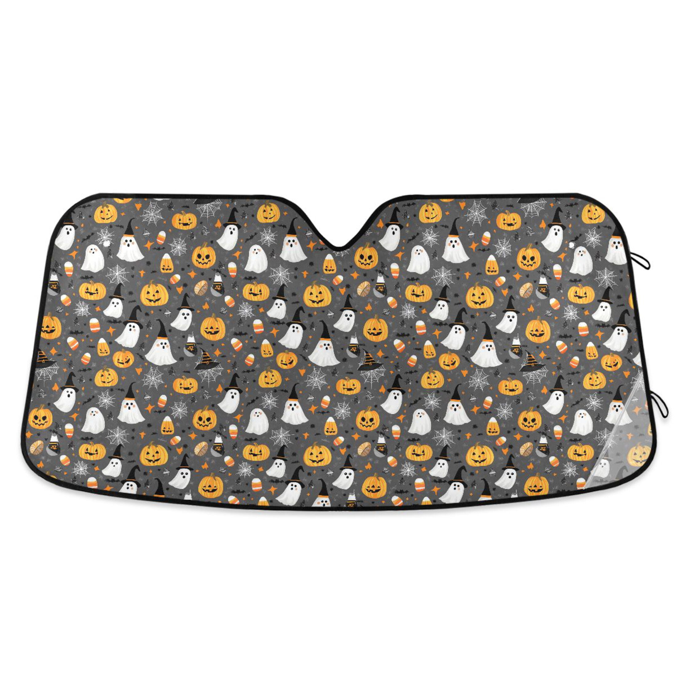 Adorable Ghost Pumpkin Spiderweb Car Windshield Sun Shade Foldable Car ...