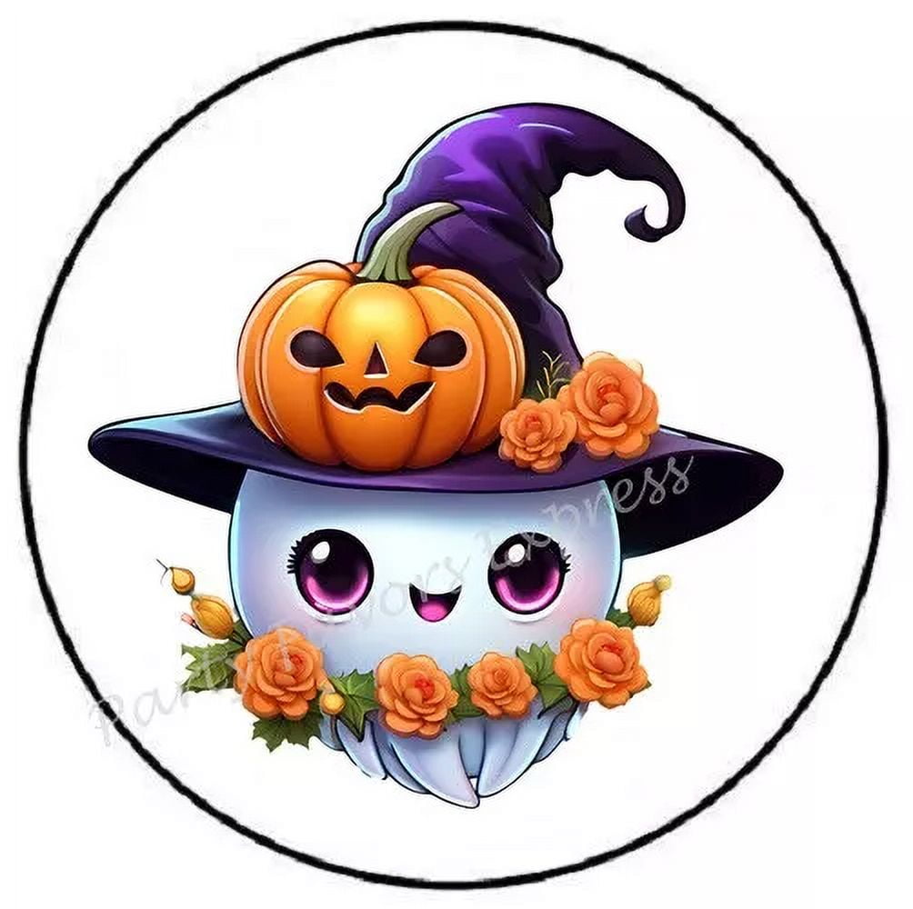 Adorable Ghost With Flowers Halloween Sticker Party Favor Envelope ...