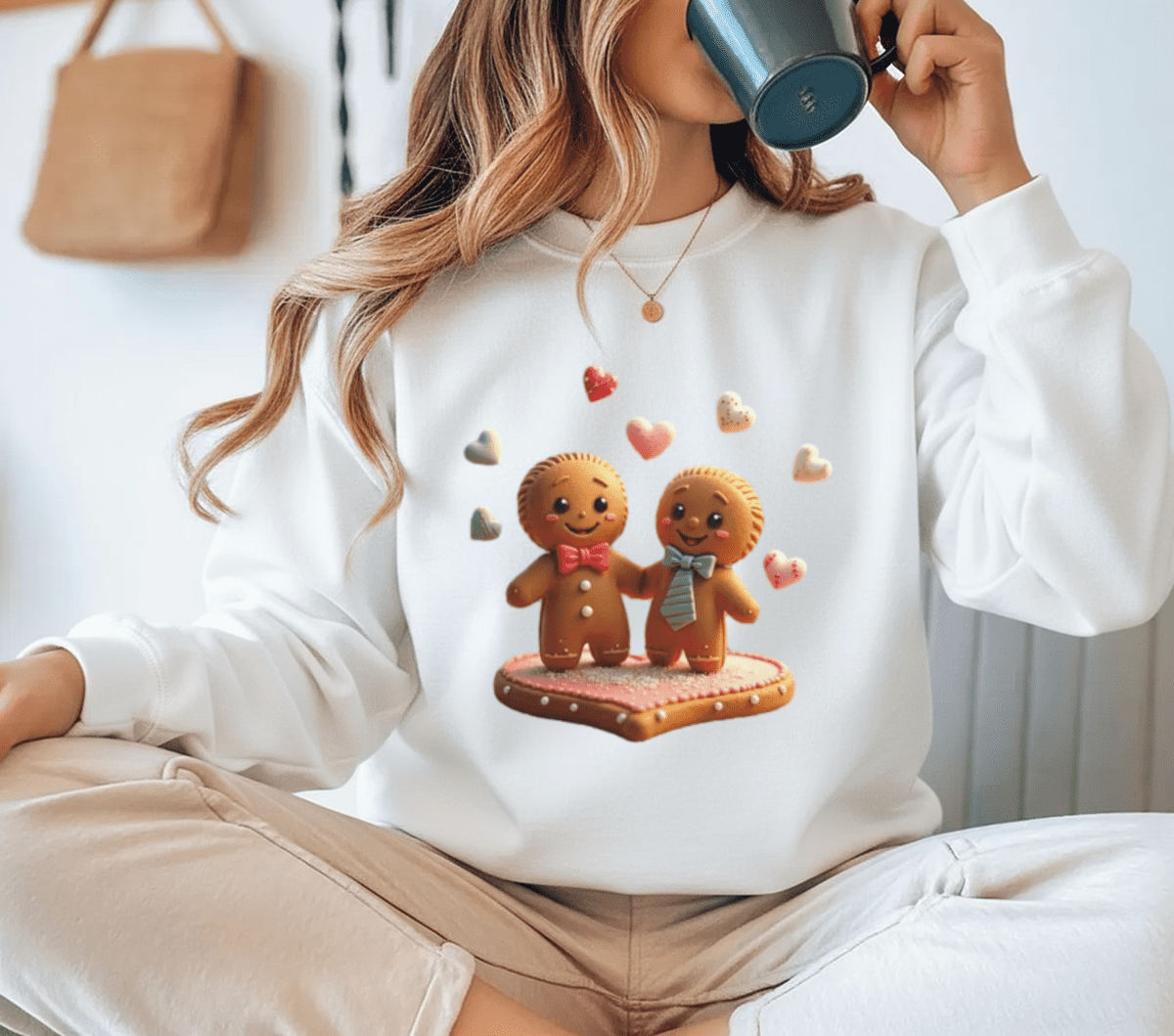 Adorable Gingerbread Couple Christmas Themed Graphic Sweatshirt, up to ...