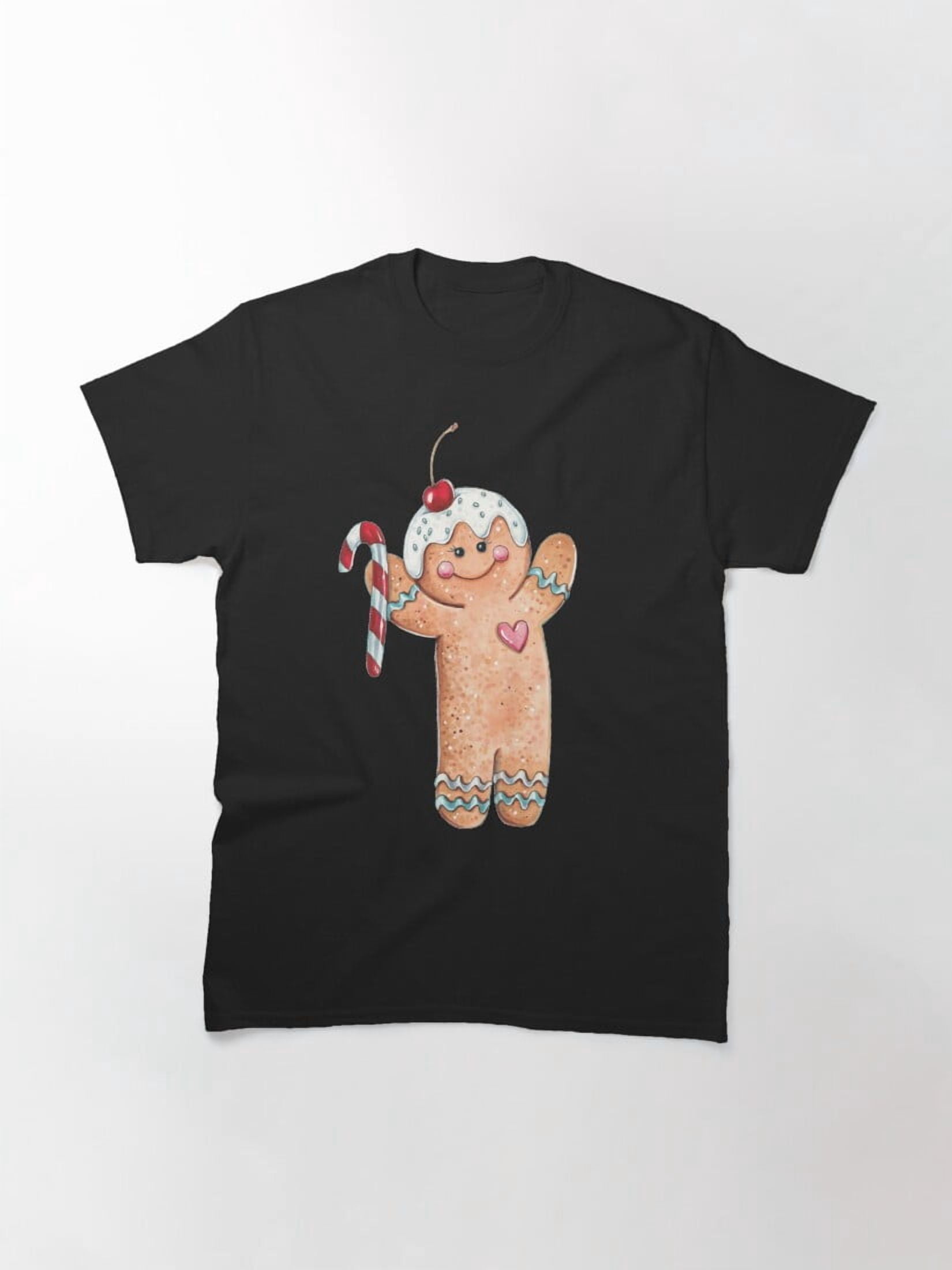 Adorable Gingerbread Man Cherry Hat Candy Cane Unisex T-Shirt up to ...