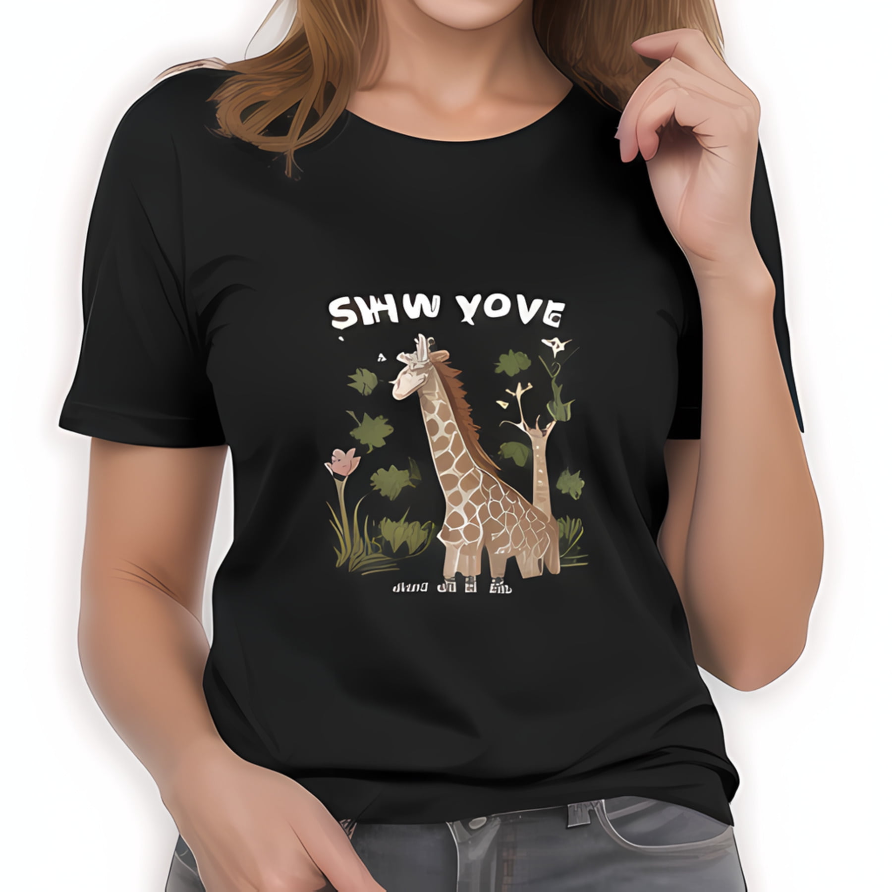 Adorable Giraffe Design T-Shirt with ' ' Text Cute Giraffes Artwork ...