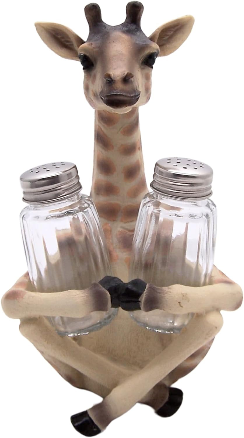 Adorable Giraffe Salt and Pepper Set Holder, Safari Décor, Shakers ...