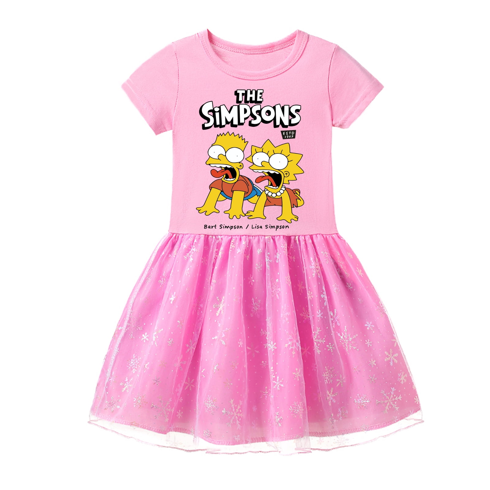 Adorable Girls' The Simpsons Tulle Cotton Dress with Short Sleeves and ...