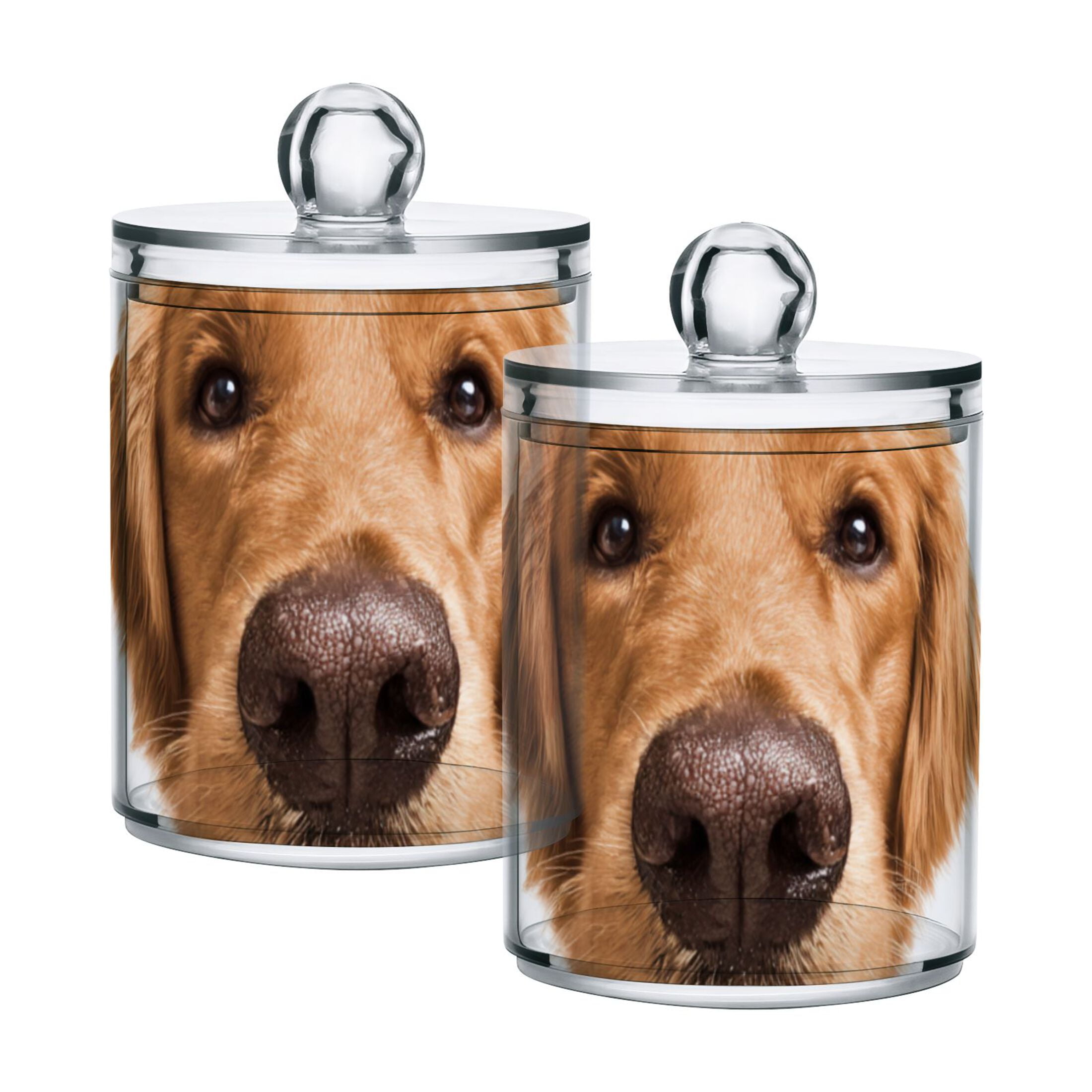 Adorable Golden Retriever Dog Face and Paw Translucent Plastic Cans ...