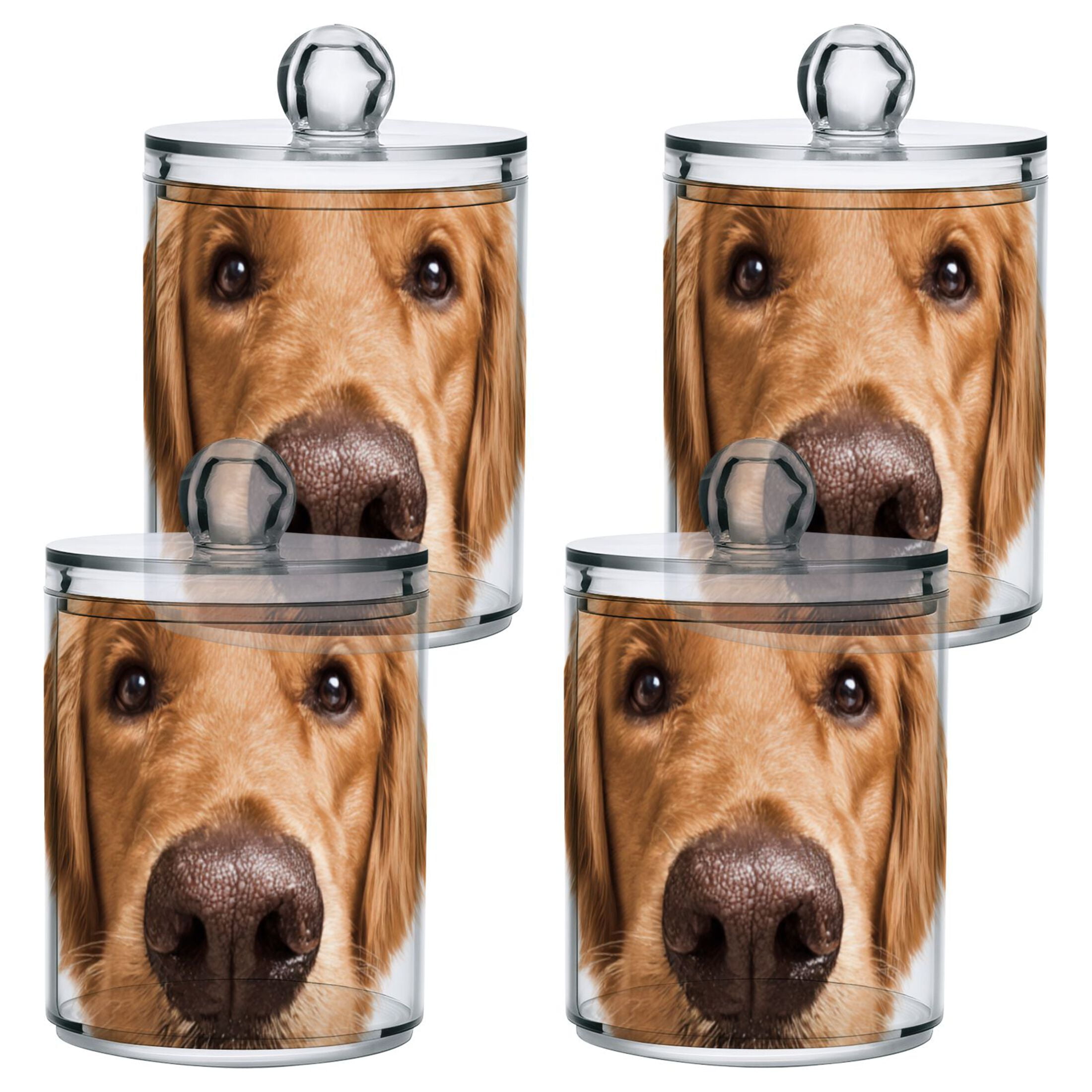 Adorable Golden Retriever Dog Face and Paw Translucent Plastic Cans ...